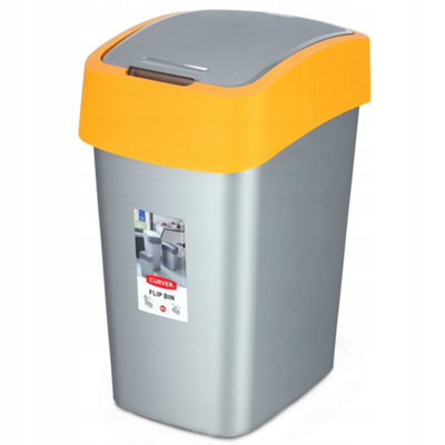 Curver- Rubbish bin, Flip Bin, Silver-Orange (50 L)