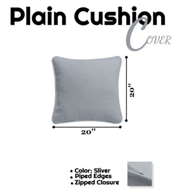 Cushion Covers 100% Cotton Plain Dyed Zip Pipe Edge Home Sofa Decor ...