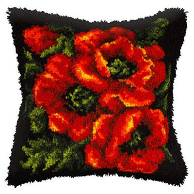 CUSHION POPPY - Latch Hook Kit: Cushion: Large: Poppy - Orchidea