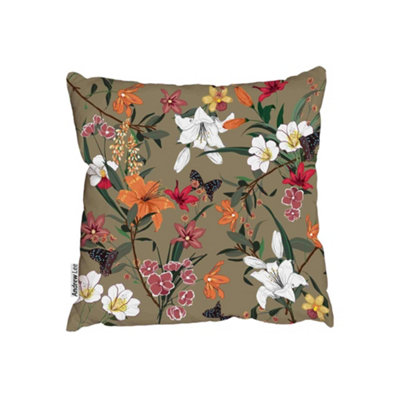 CUSHIONS - BEAUTIFUL VINTAGE FLORAL PATTERN (CUSHION) / 60CM X 60CM