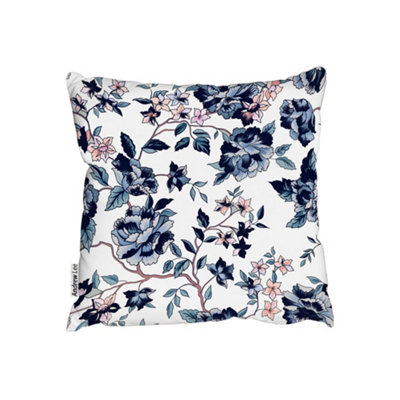 Cushions - Blue Flower Illustrations (Cushion) / 60cm x 60cm | DIY at B&Q