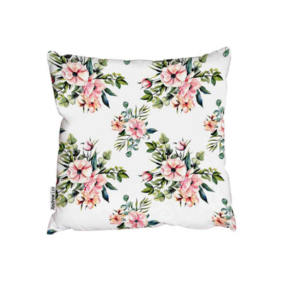 Cushions - Floral pattern with watercolor pink flowers (Cushion) / 60cm ...