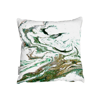 Cushions - Green & Gold Marble (Cushion) / 60cm x 60cm