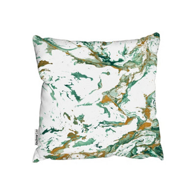 Cushions - Green & Golden Marble (Cushion) / 60cm x 60cm | DIY at B&Q