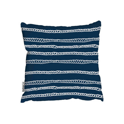 Cushions - Illustration with Rope ornament, navy blue marine textured ...