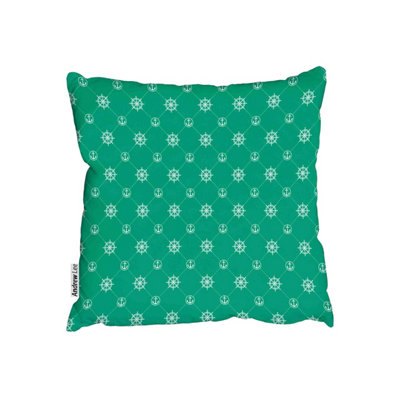 Cushions - Nautical green ship wheel (Cushion) / 60cm x 60cm | DIY at B&Q