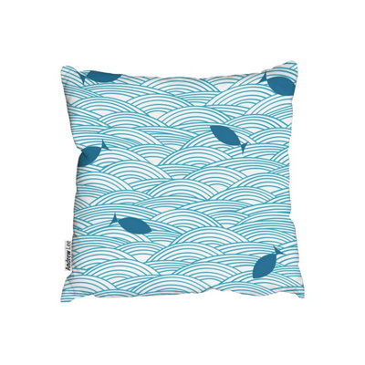 Cushions - Ocean waves and fishes (Cushion) / 45cm x 45cm | DIY at B&Q