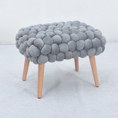 Cushla Bubbly Velvet Small Footstool Grey