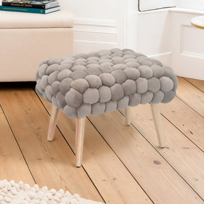 Cushla Bubbly Velvet Small Footstool - Mole