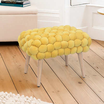 Cushla Bubbly Velvet Small Footstool - Yellow