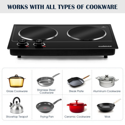 Cusimax 2400W Dual Burner - Portable Infrared Electric Hot Plate, Fast ...