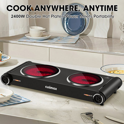 Cusimax Portable Hot Plate,2400W Infrared Dual Hobs,Dual Temperature ...