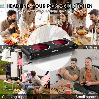Cusimax Portable Hot Plate,2400W Infrared Dual Hobs,Dual Temperature ...