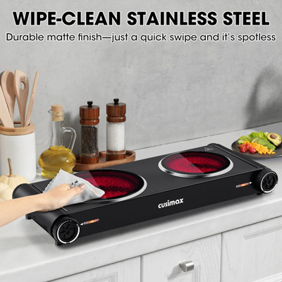 Cusimax Portable Hot Plate,2400W Infrared Dual Hobs,Dual Temperature ...