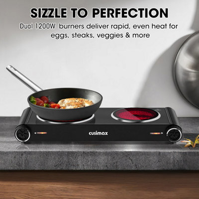 Cusimax Portable Hot Plate,2400W Infrared Dual Hobs,Dual Temperature ...