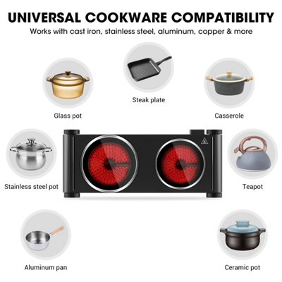 Cusimax Portable Hot Plate,2400W Infrared Dual Hobs,Dual Temperature ...