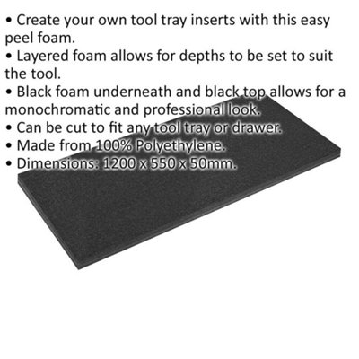 Customizable Easy Peel Shadow Foam Toolbox Insert - 1200mm x 550mm x ...