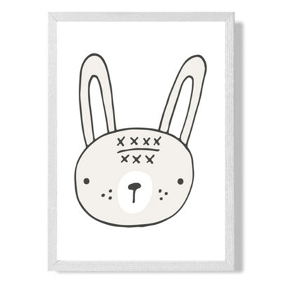 Cute Beige Rabbit Scandi Animal Poster with Hanger / 33cm / White | DIY ...