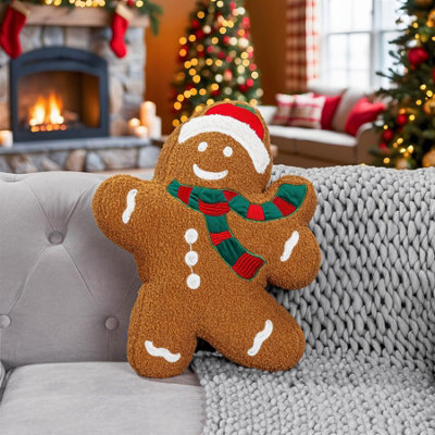 Cute Christmas Gingerbread Man Cushion