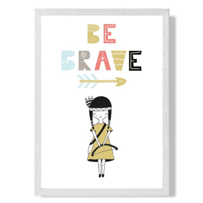 Cute Colourful Be Brave Little Girl Scandi Quote Poster with Hanger ...