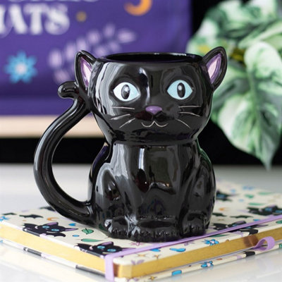 Cute & Creepy Black Cat Mug - 500ml Gothic Ceramic Gift