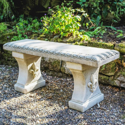 Cute Straight Garden Bench Stone Cast Garden Statue