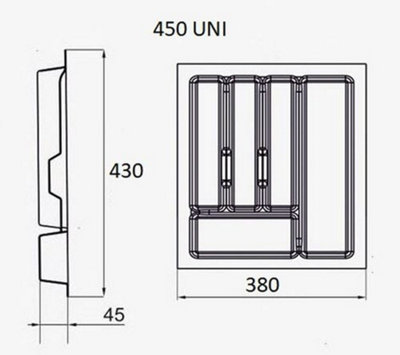 Cutlery tray UNI, 450mm (380mmx430mm)