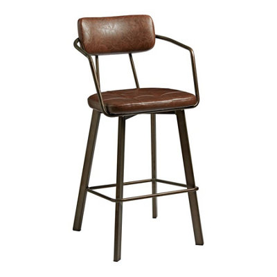 Cuzet Bar Stool - Old Anvil - Vintage Fauz Leather | DIY at B&Q