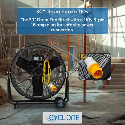 Cyclone 30" Industrial High Velocity Drum Fan 110V