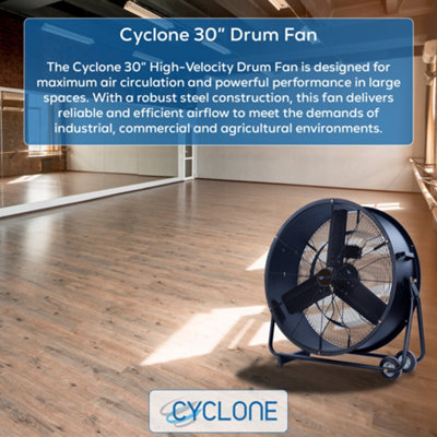 Cyclone 30" Industrial High Velocity Drum Fan 230V