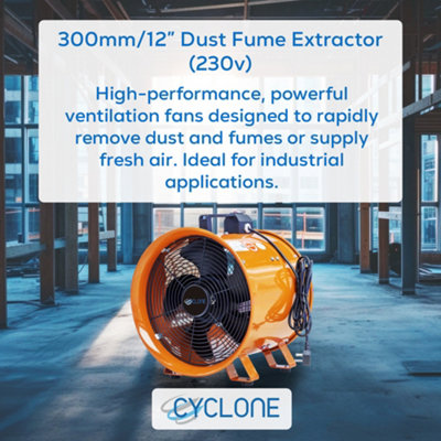 Cyclone 300mm 12" Dust Fume Extractor Ventilation Fan 230v