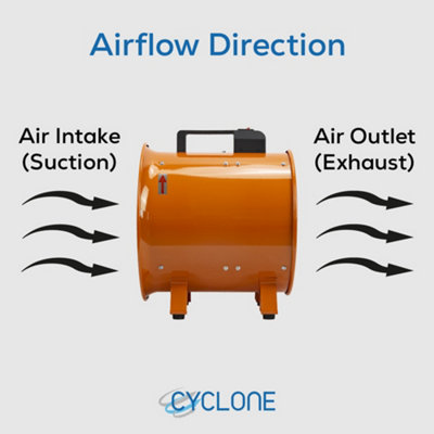 Cyclone 8" 200mm Orange Dust Fume Extractor Ventilation Fan with 5m Duct