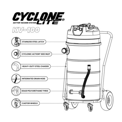 Cyclone Lite KV100 Gutter Vacuum 3600W - 20ft Clamped Carbon Pole Kit