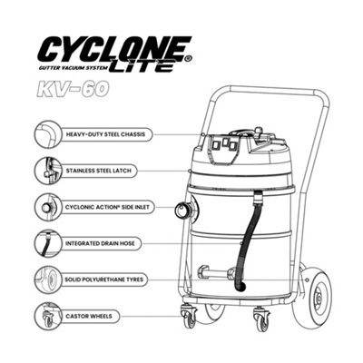 Cyclone Lite KV60 Gutter Vacuum 3600W - 40ft Aluminium Pole Kit