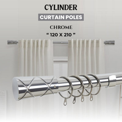 Cylinder Design Curtains Pole Heavy Duty Extendable Metal Curtain Rod ...