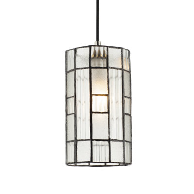 Cylindrical Traditional Tiffany Easy Fit Shade with Frosted and Ribbed ...