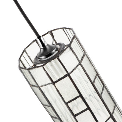 Cylindrical Traditional Tiffany Easy Fit Shade with Frosted and Ribbed ...