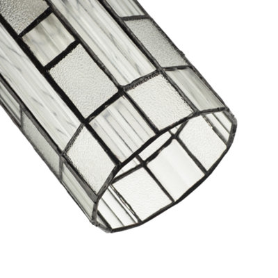 Cylindrical Traditional Tiffany Easy Fit Shade with Frosted and Ribbed ...