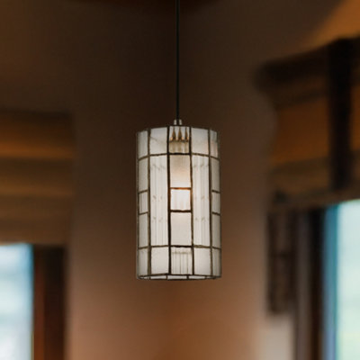 Cylindrical Traditional Tiffany Easy Fit Shade with Frosted and Ribbed ...