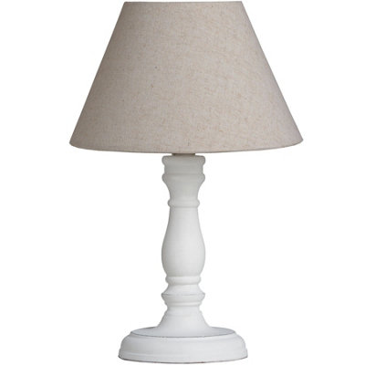 Cyrene Table Lamp - Linen/Wood - L11 x W11 x H30 cm - Beige/White | DIY ...