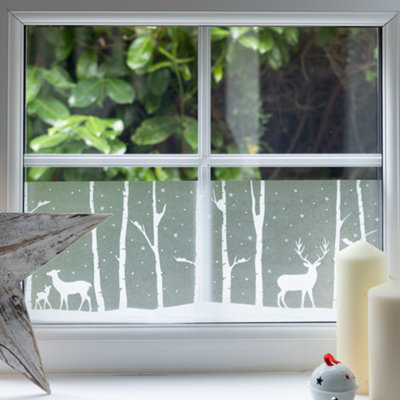 d-c-fix Birch Woods Stags Premium Static Cling Christmas Window Film ...
