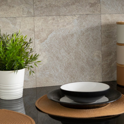 d c fix Light Slate Self Adhesive Vinyl Wall Tiles Pack of 6 0.56sqm