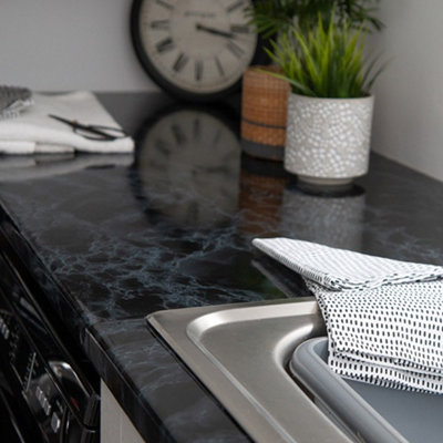 d-c-fix Marble Black Self Adhesive Vinyl Wrap Film for Kitchen Worktops ...
