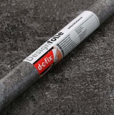 d-c-fix Modern Black Avellino Concrete Vinyl Worktop Wrap Sticky Back ...