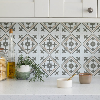 d-c-fix Nadia Natural Self-Adhesive Vinyl Wall Tiles 15.25cm(W) 15.25cm ...