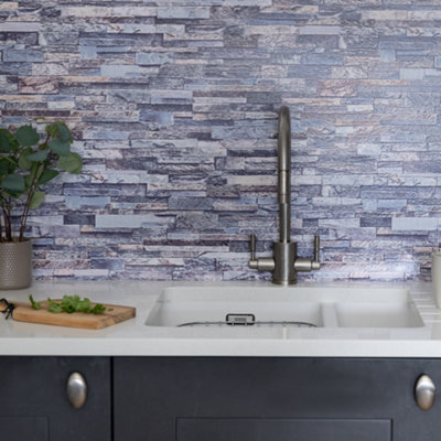 d-c-fix Stone Wall Grey 3D Splashback Wallpaper for Kitchen and ...