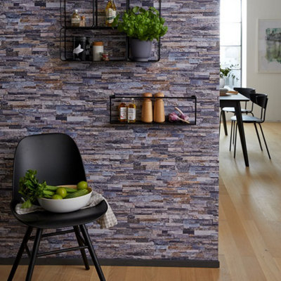 d-c-fix Stone Wall Grey 3D Splashback Wallpaper for Kitchen and ...