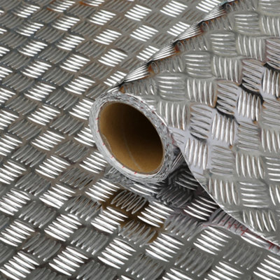D-C-Fix Textured Chequer Plate Silver (8060) Sticky Backed Vinyl (L)150 ...