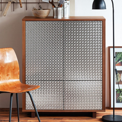 D-C-Fix Textured Chequer Plate Silver (8060) Sticky Backed Vinyl (L)150 ...