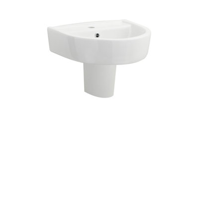 D Shape 1 Tap Hole Basin & Semi Pedestal - 420mm - Balterley | DIY at B&Q